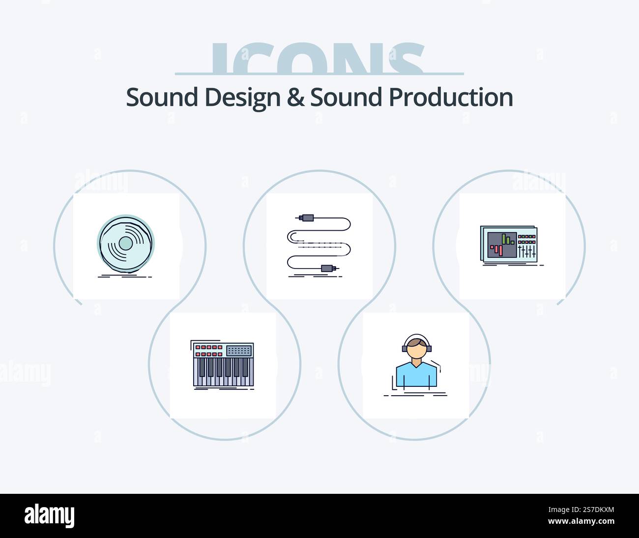 Sound Design And Sound Production Line Filled Icon Pack 5 Icon Design ...