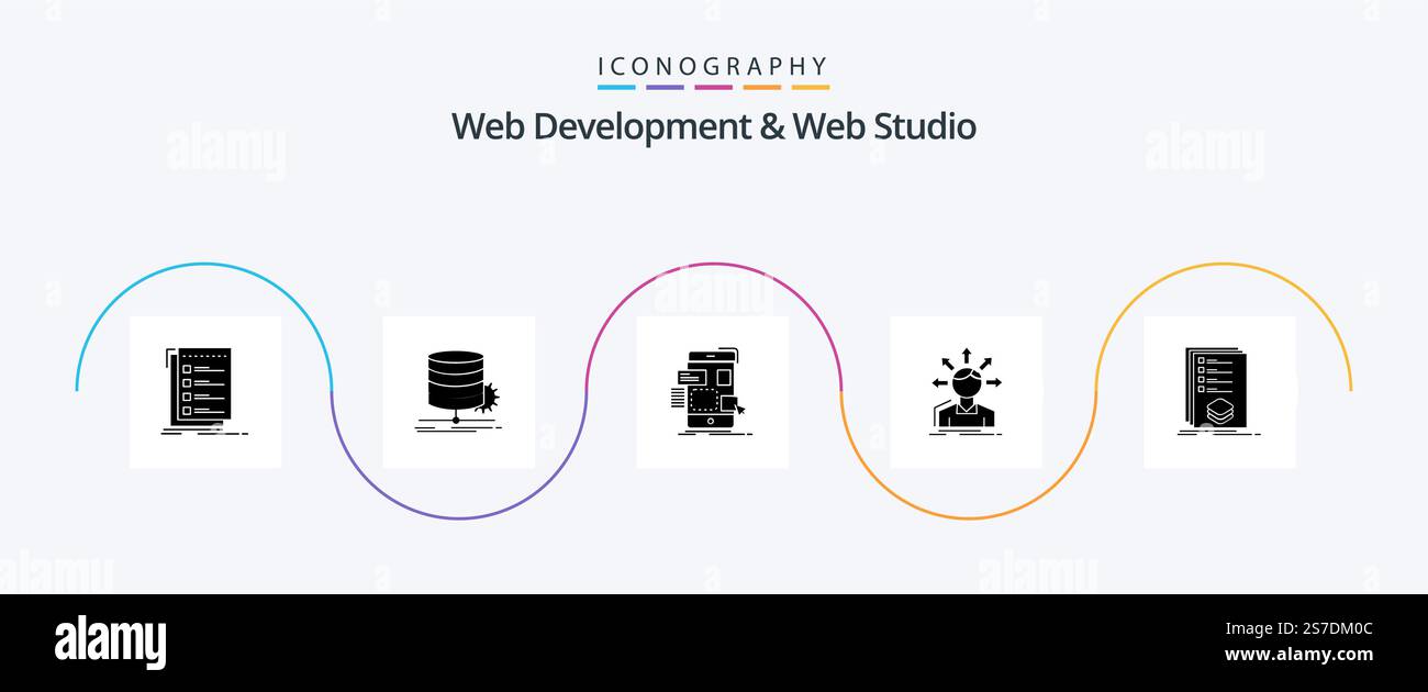 Web Development And Web Studio Glyph 5 Icon Pack Including options. conversion. diagram. ux ...