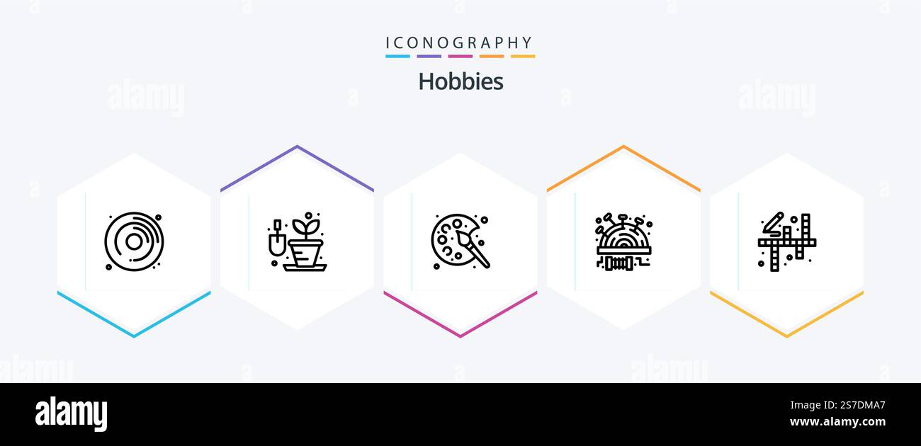 Hobbies 25 Line icon pack including hobbies. activities. paint. stitch ...