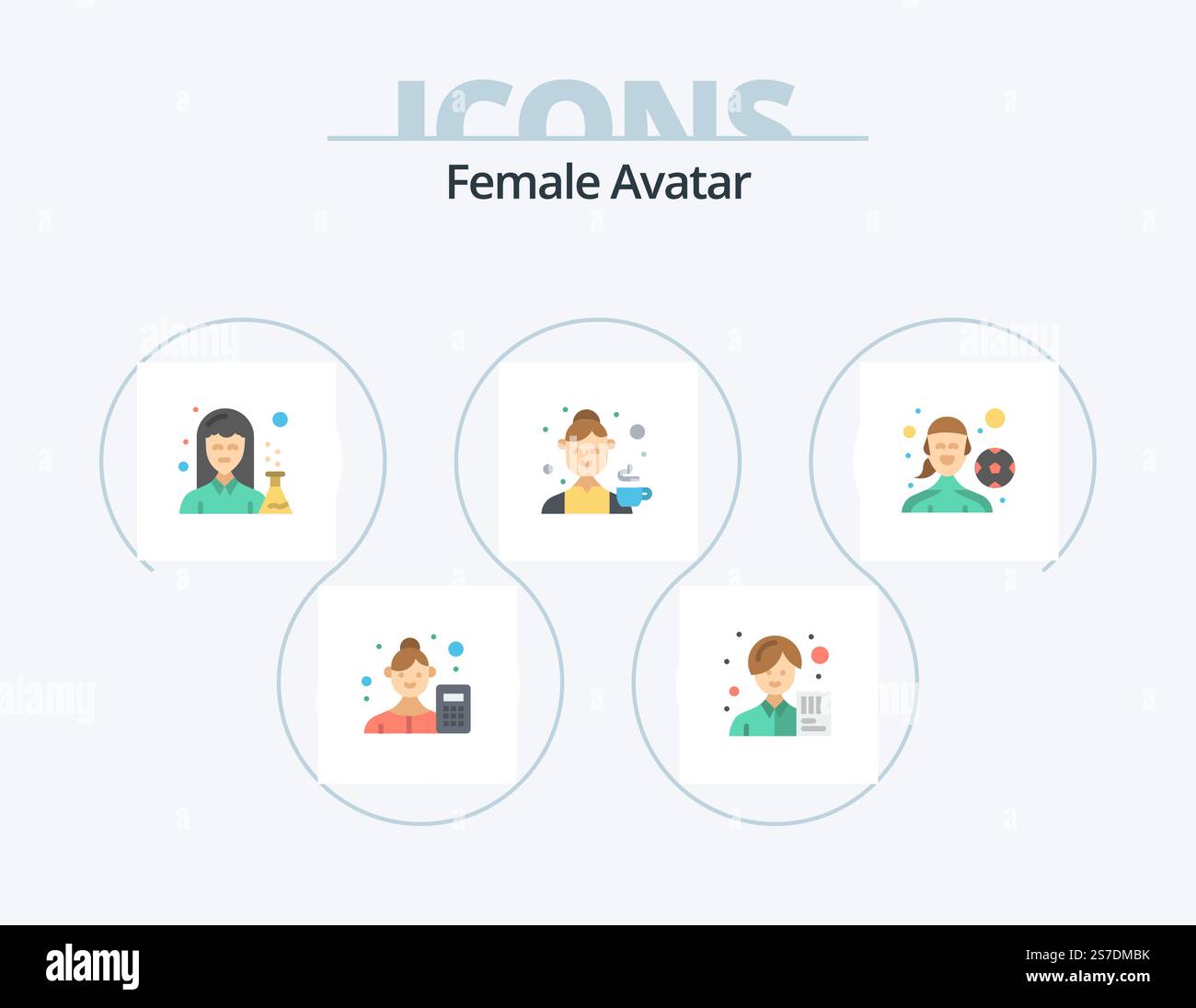 Female Avatar Flat Icon Pack 5 Icon Design. female. avatar. avatar ...