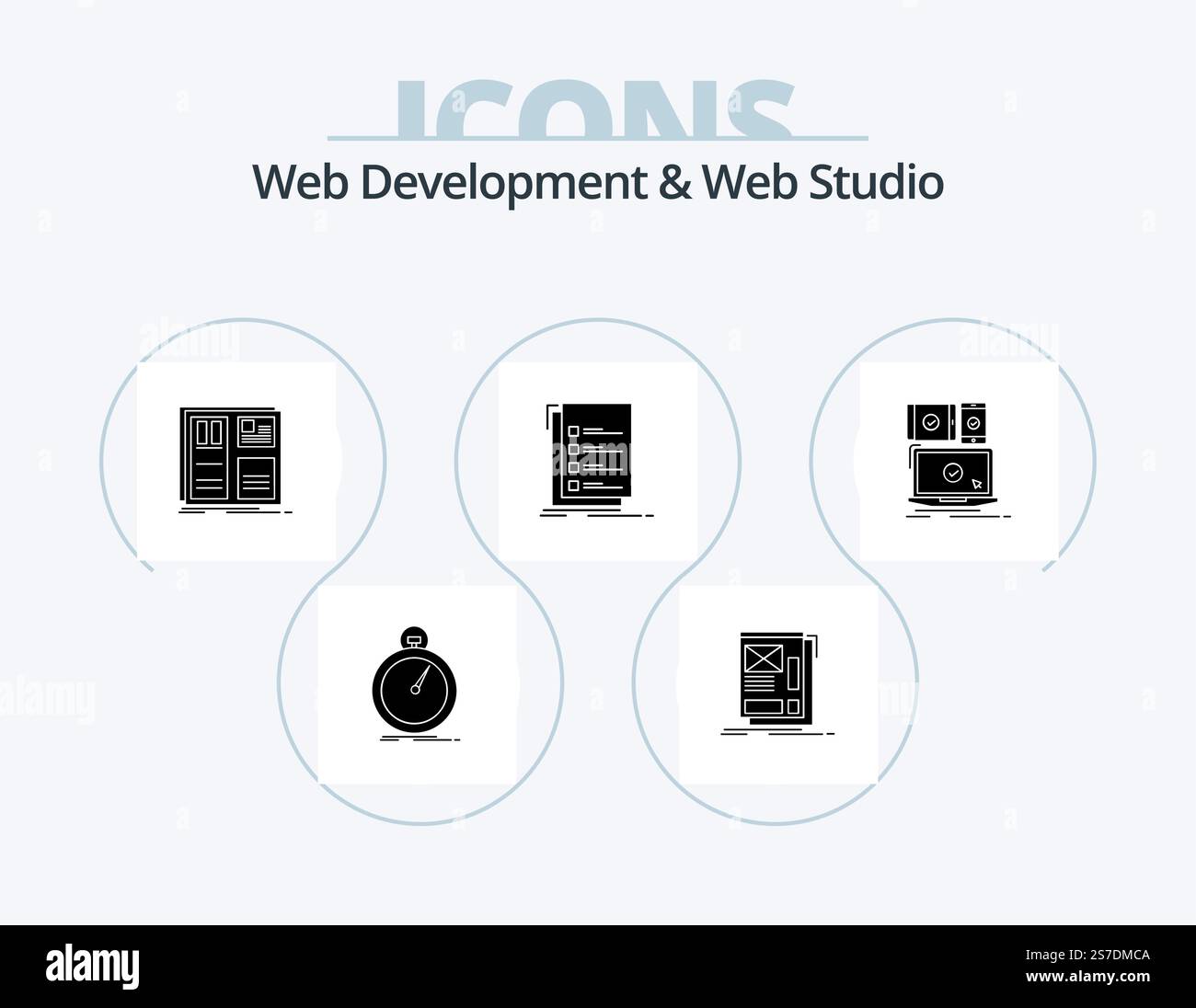 Web Development And Web Studio Glyph Icon Pack 5 Icon Design. list ...