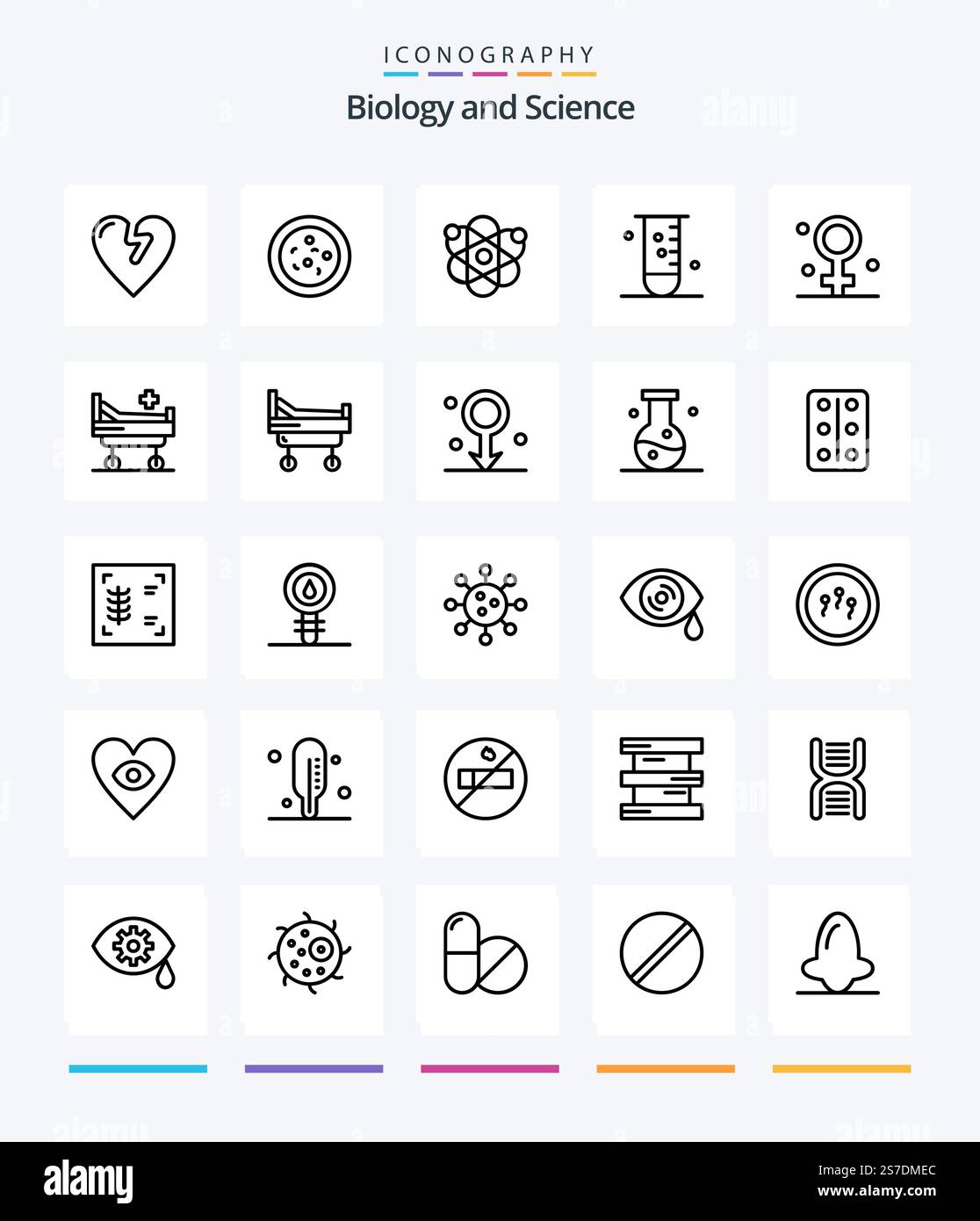 Creative Biology 25 OutLine icon pack Such As medical. female. science ...