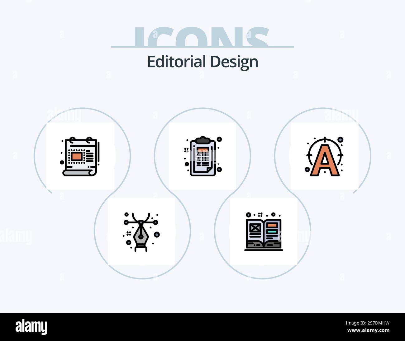 Editorial Design Line Filled Icon Pack 5 Icon Design. design. idea ...