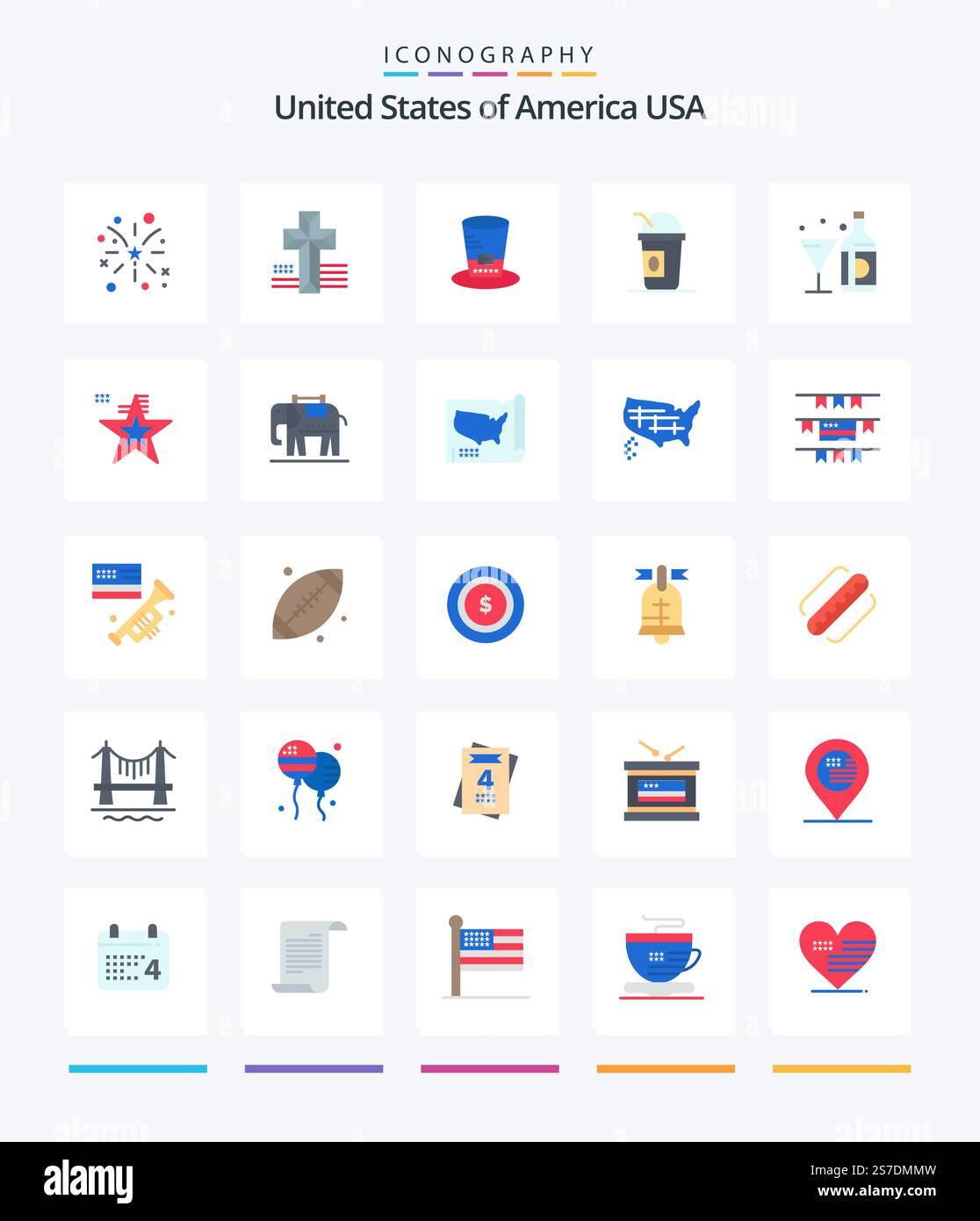 Creative Usa 25 Flat icon pack Such As american. drink. hat. states ...