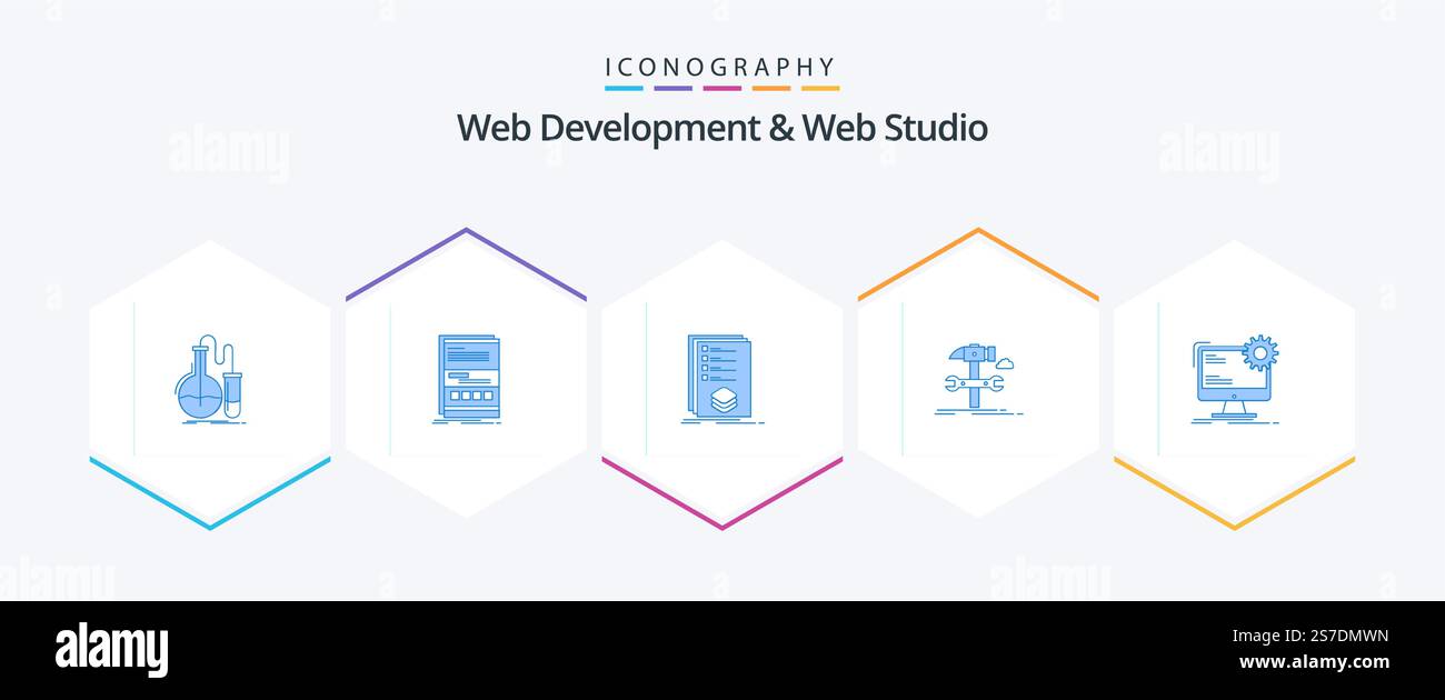 Web Development And Web Studio 25 Blue icon pack including hammer ...