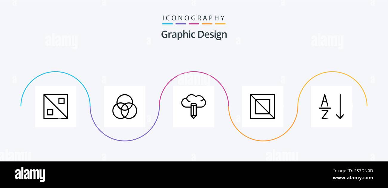 Design Line 5 Icon Pack Including . pencil. sort. alphabetical Stock ...