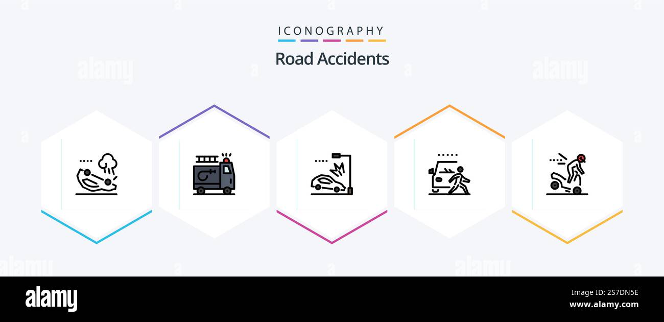 Road Accidents 25 FilledLine icon pack including accident. pedestrian ...