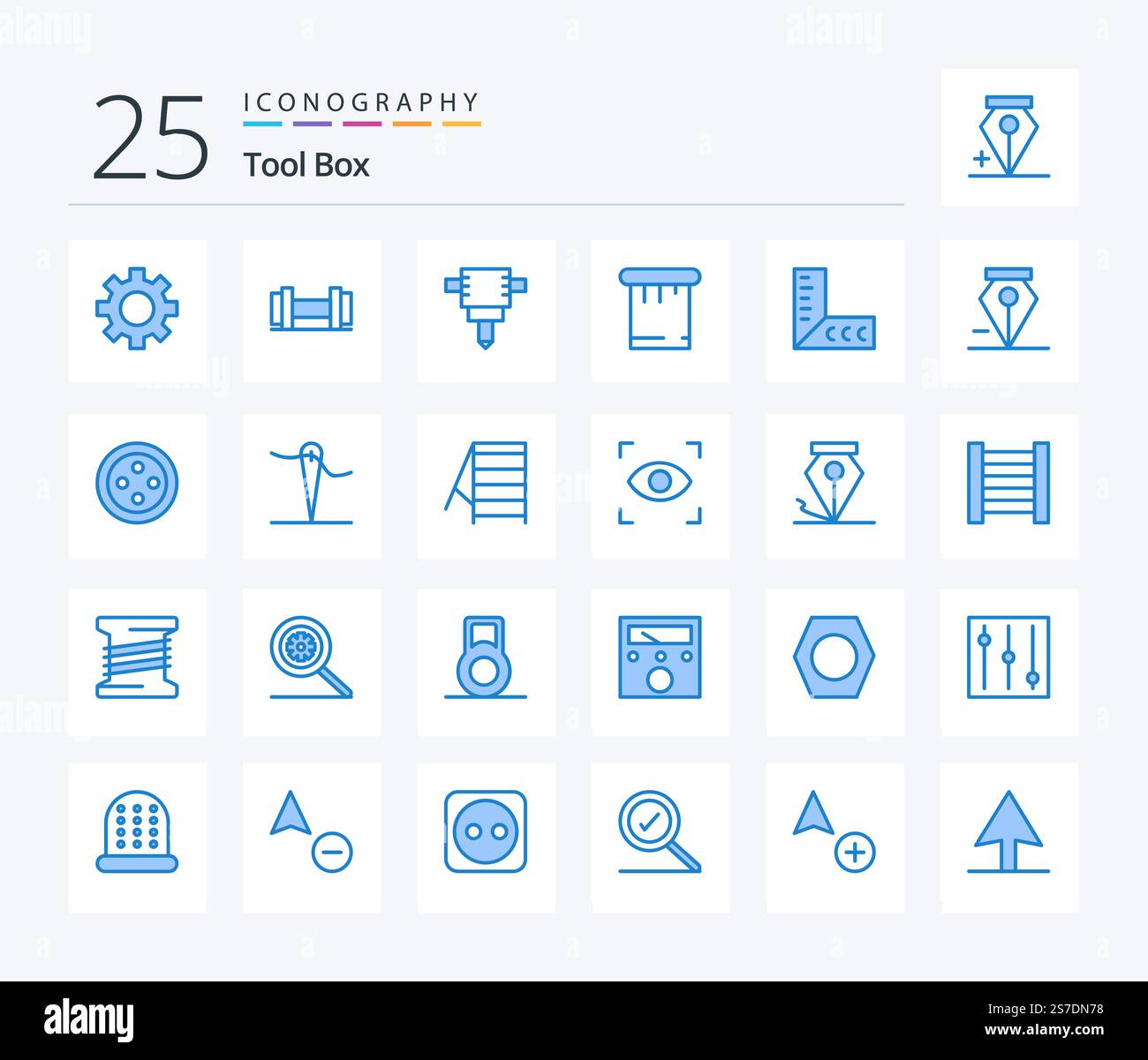 Tools 25 Blue Color icon pack including handmade. sew. tools. pen ...