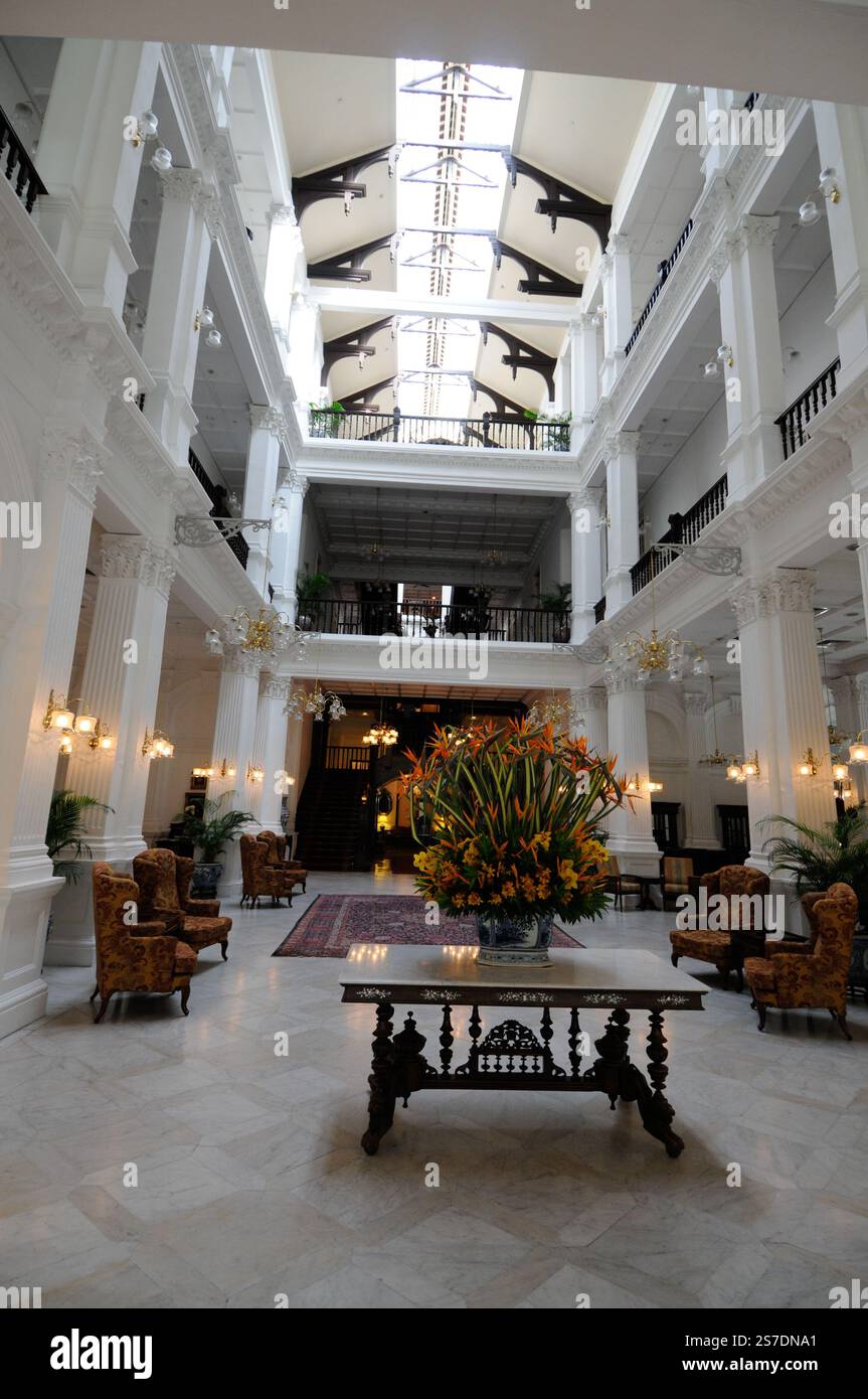 Interior of the main reception hall at Raffles Hotel in Singapore Stock ...