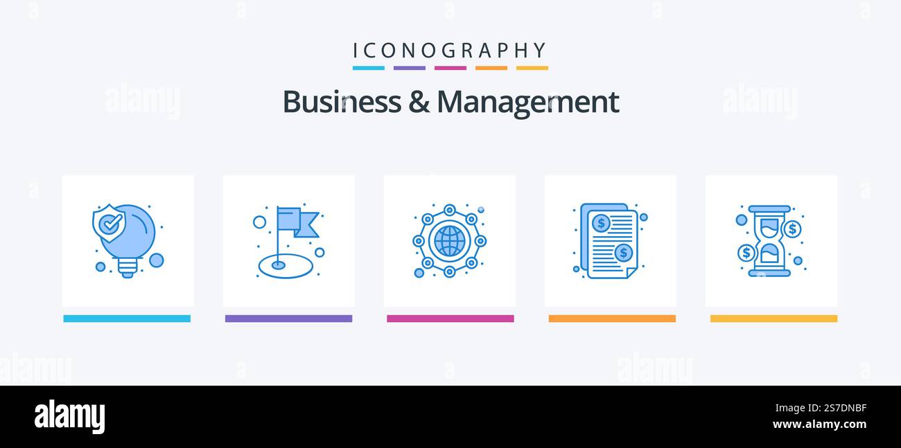 Business And Management Blue 5 Icon Pack Including loading. glass ...