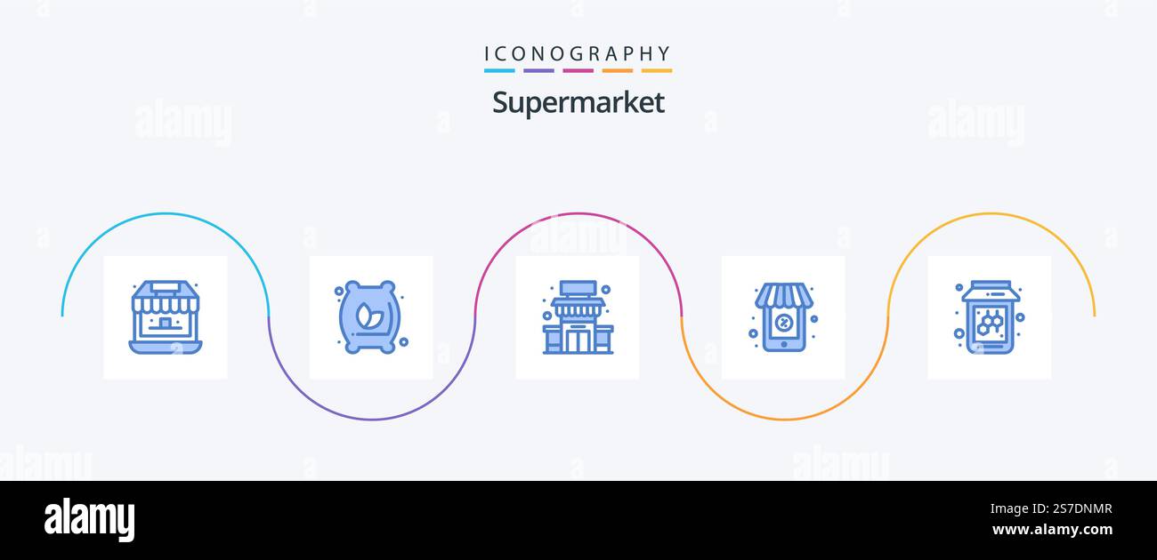 Supermarket Blue 5 Icon Pack Including jam. bee. building. supermarket ...