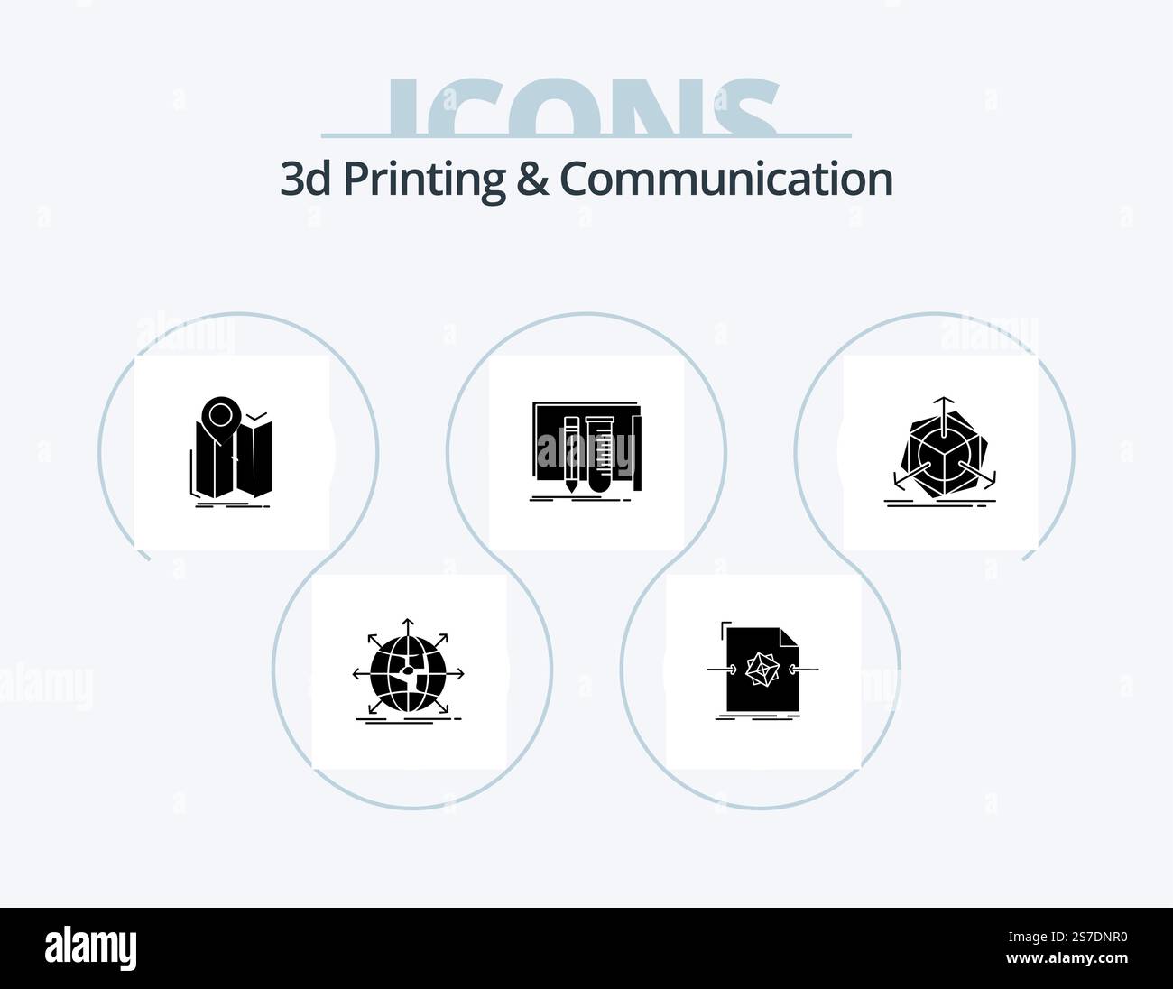 3d Printing And Communication Glyph Icon Pack 5 Icon Design. fab. build ...