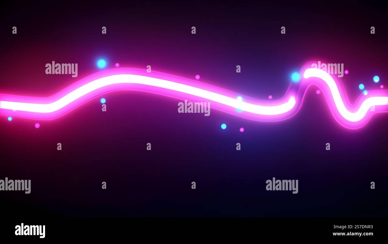 Glowing dotted neon line frame with playful alternating colors creating ...