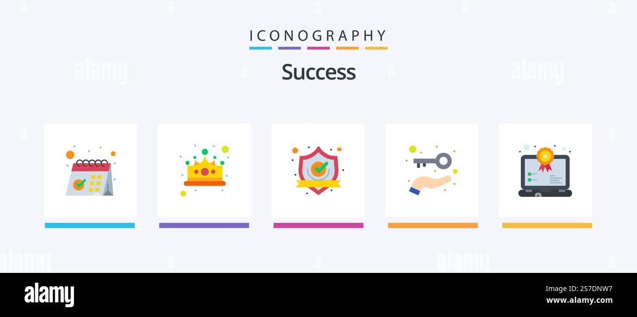 Sucess Flat 5 Icon Pack Including award. key. winner. business. protect ...