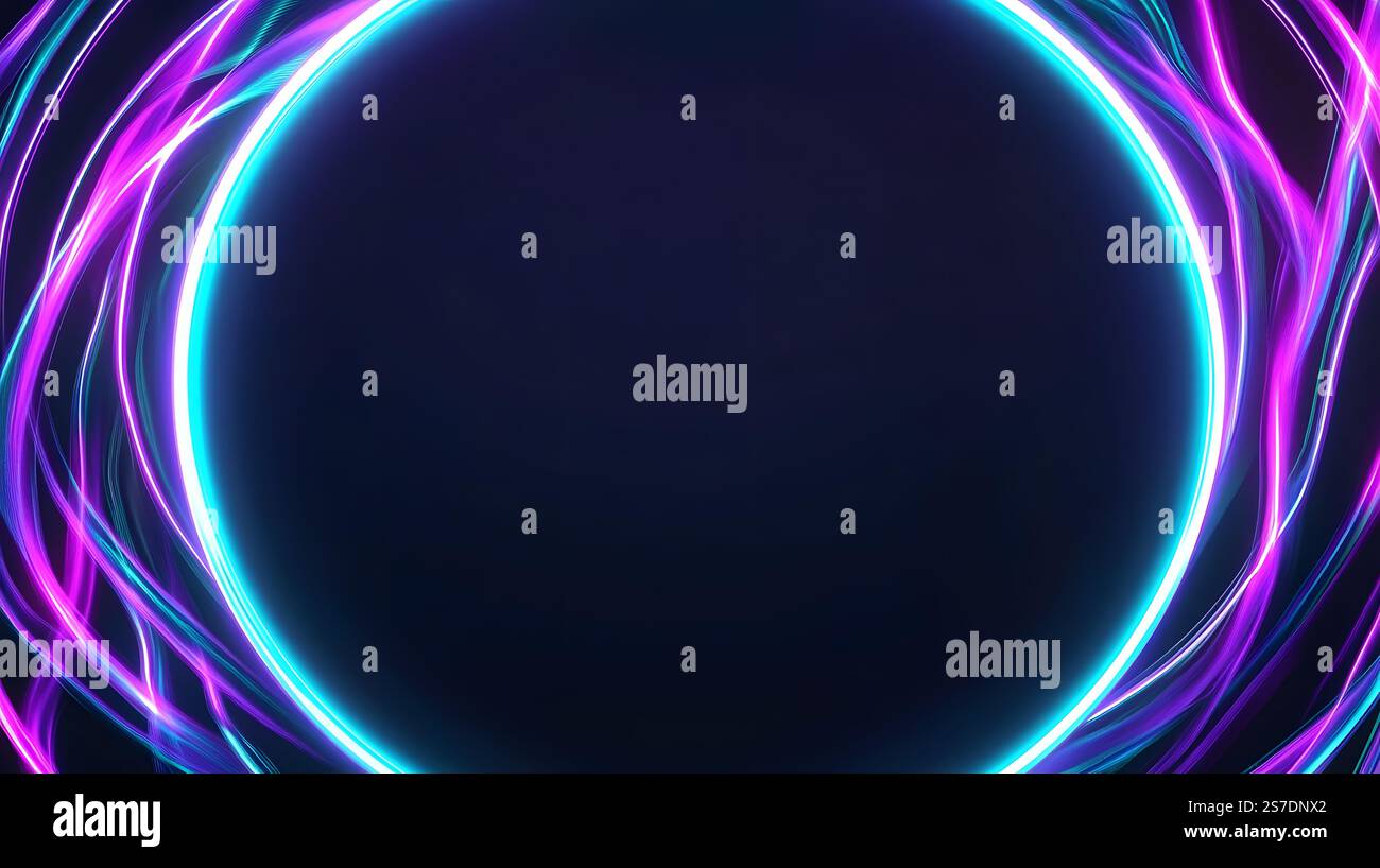 Mesmerizing neon circle frame with a captivating ripple effect ...