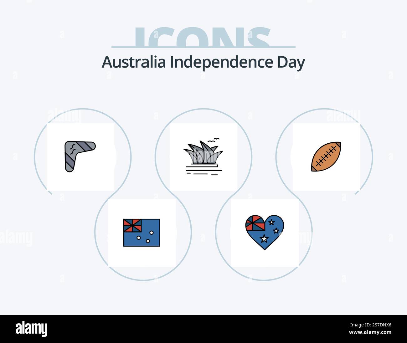 Australia Independence Day Line Filled Icon Pack 5 Icon Design. nation ...