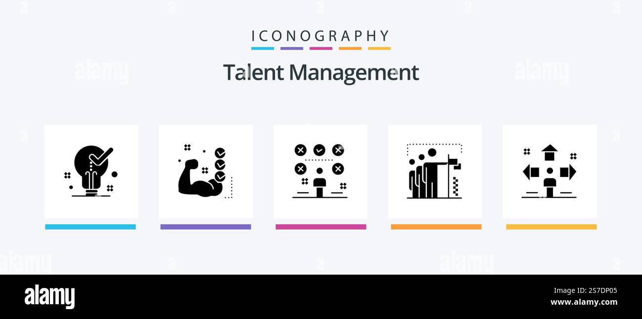 Talent Management Glyph 5 Icon Pack Including win. flag. routine. exams ...