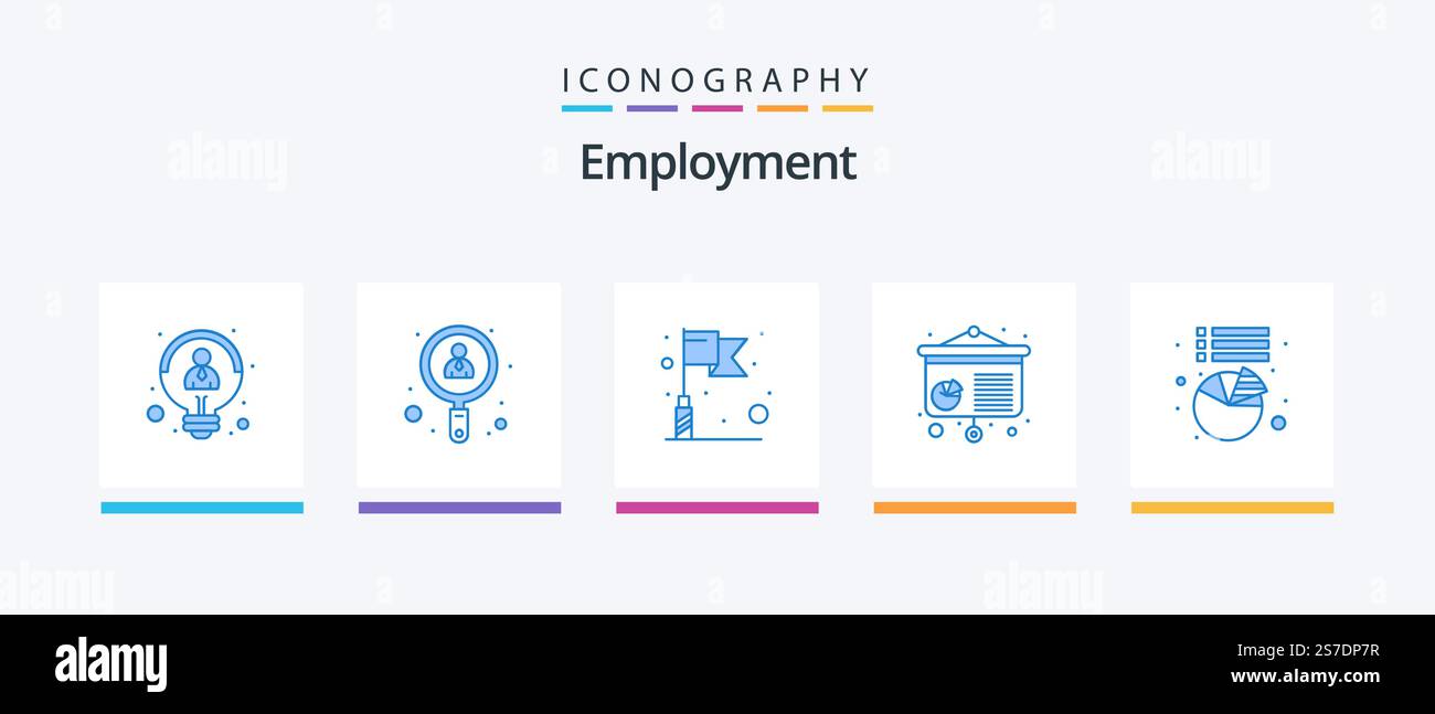 Employment Blue 5 Icon Pack Including . pie. flag. chart. conference ...