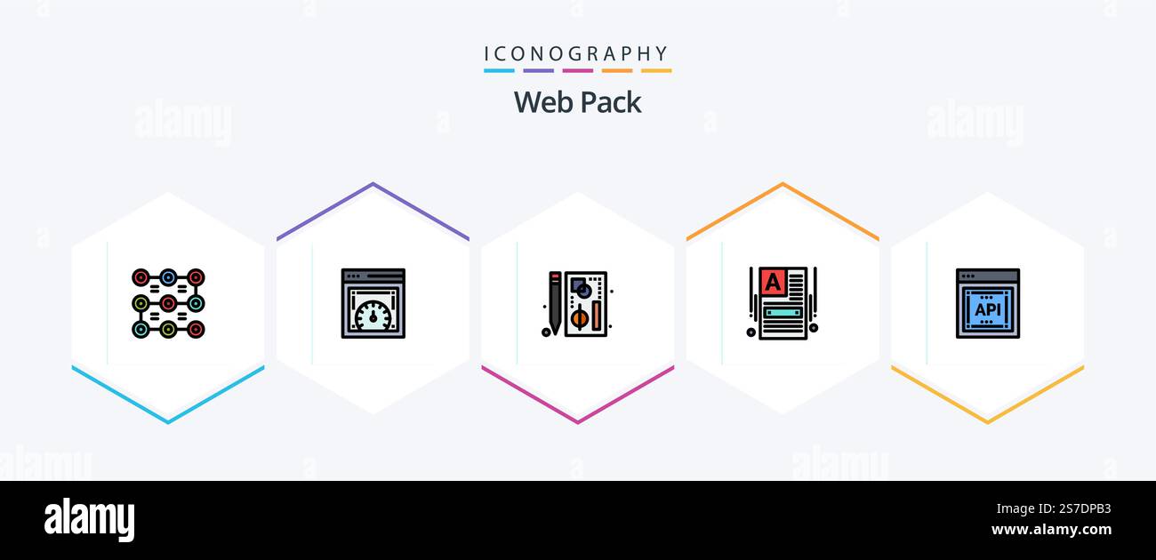 Web Pack 25 FilledLine icon pack including api. web. browser. making website. web Stock Vector ...