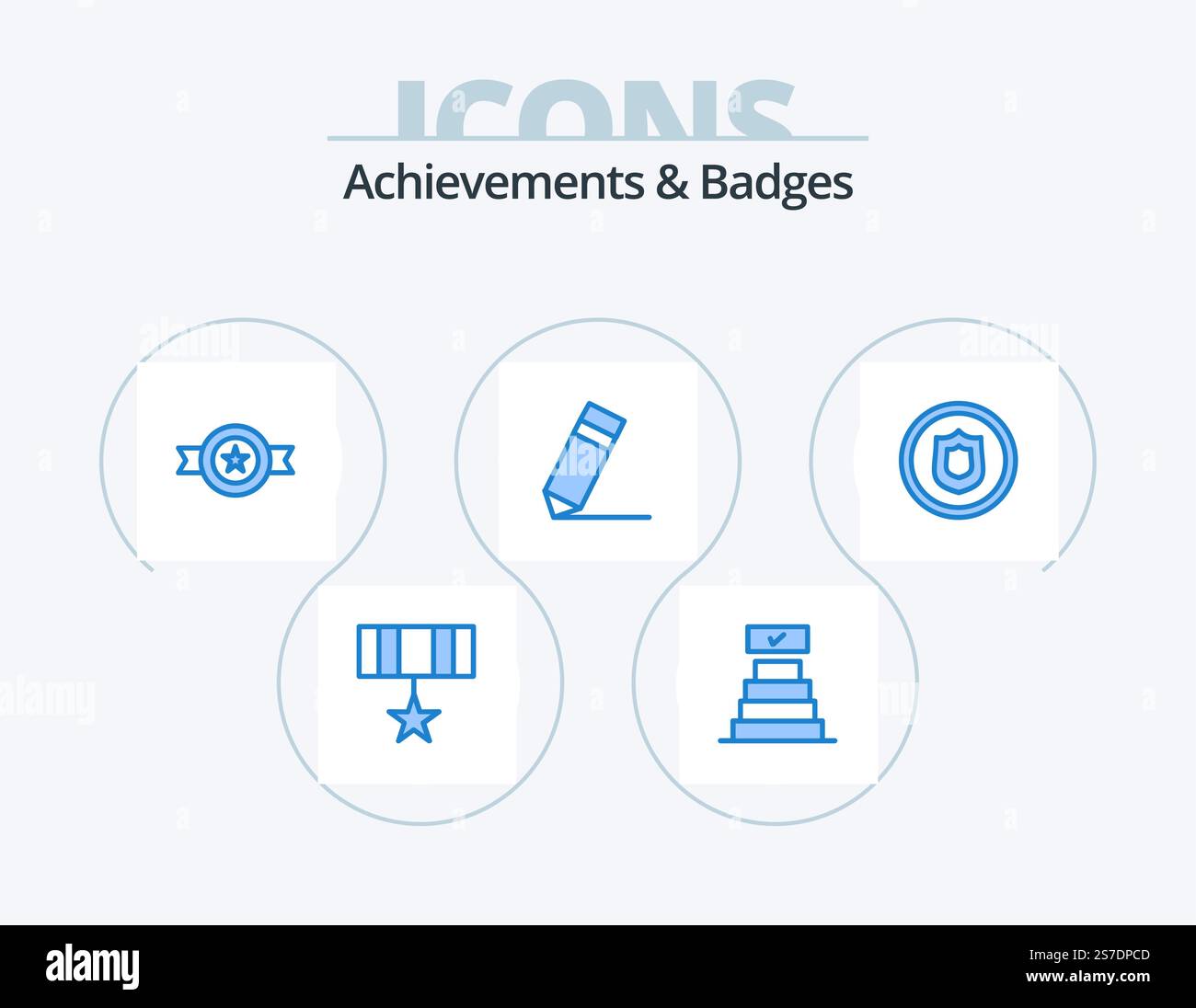 Achievements and Badges Blue Icon Pack 5 Icon Design. security. award ...
