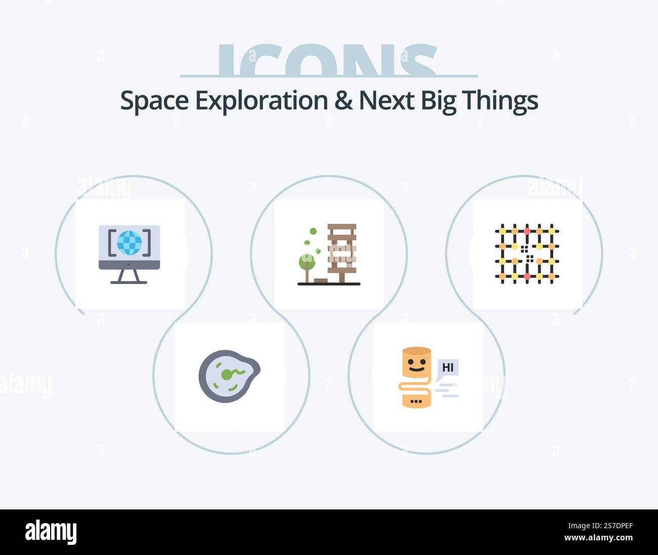 Space Exploration And Next Big Things Flat Icon Pack 5 Icon Design ...
