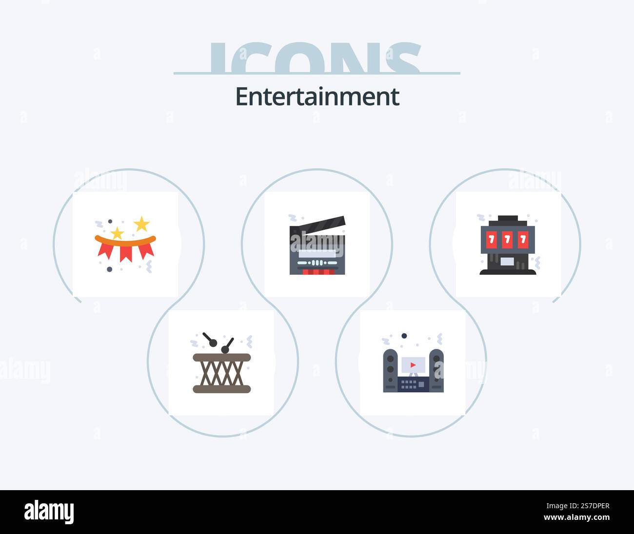 Entertainment Flat Icon Pack 5 Icon Design. clip. movie. sound. holiday ...