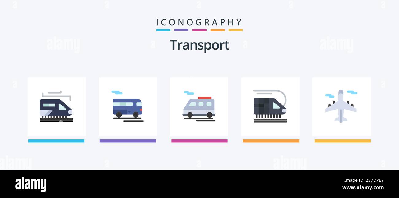 Transport Flat 5 Icon Pack Including . transport. transport. plane ...