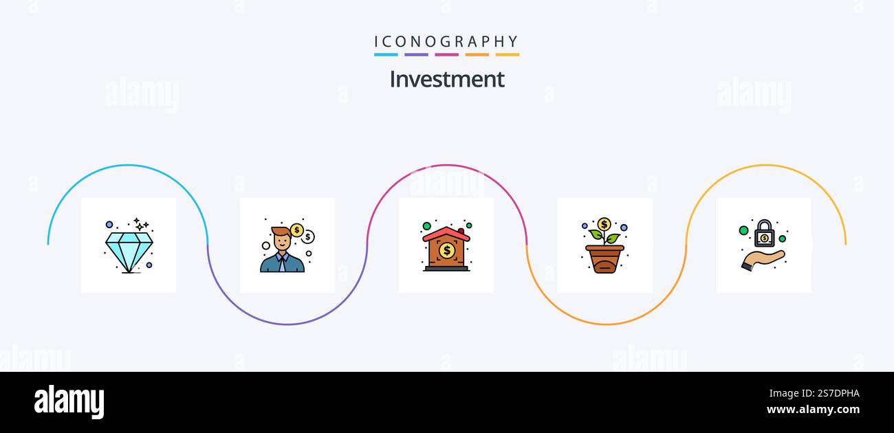 Investment Line Filled Flat 5 Icon Pack Including . security. price ...