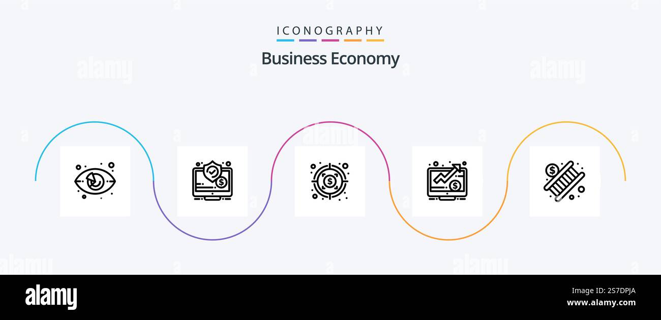 Economy Line 5 Icon Pack Including banking. up. screen. money. target ...