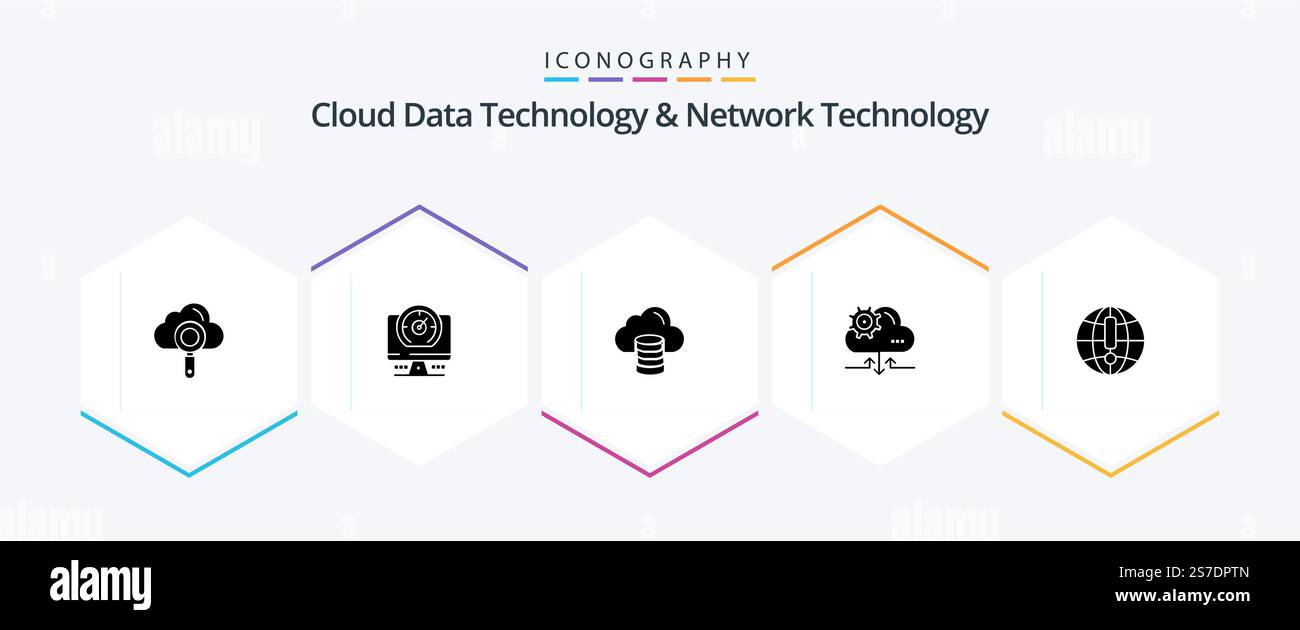 Cloud Data Technology And Network Technology 25 Glyph icon pack including internet . arrow ...