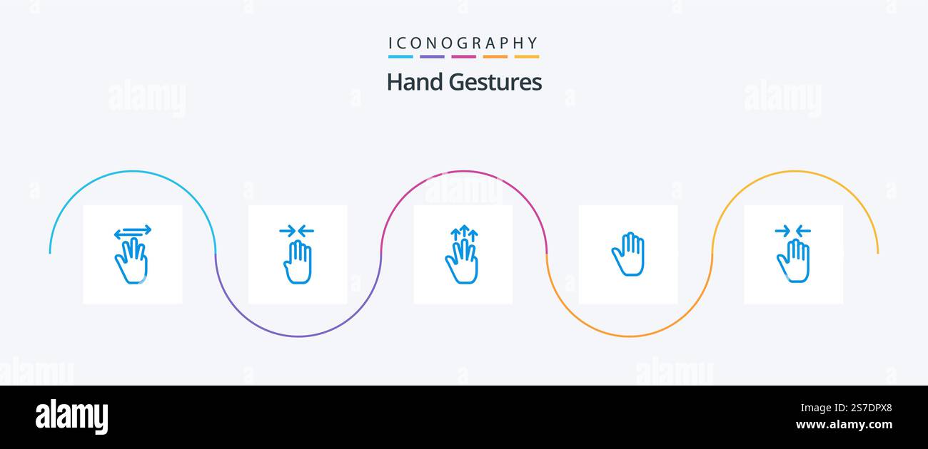 Hand Gestures Blue 5 Icon Pack Including interface. gestures. pinch. body language. three finger ...