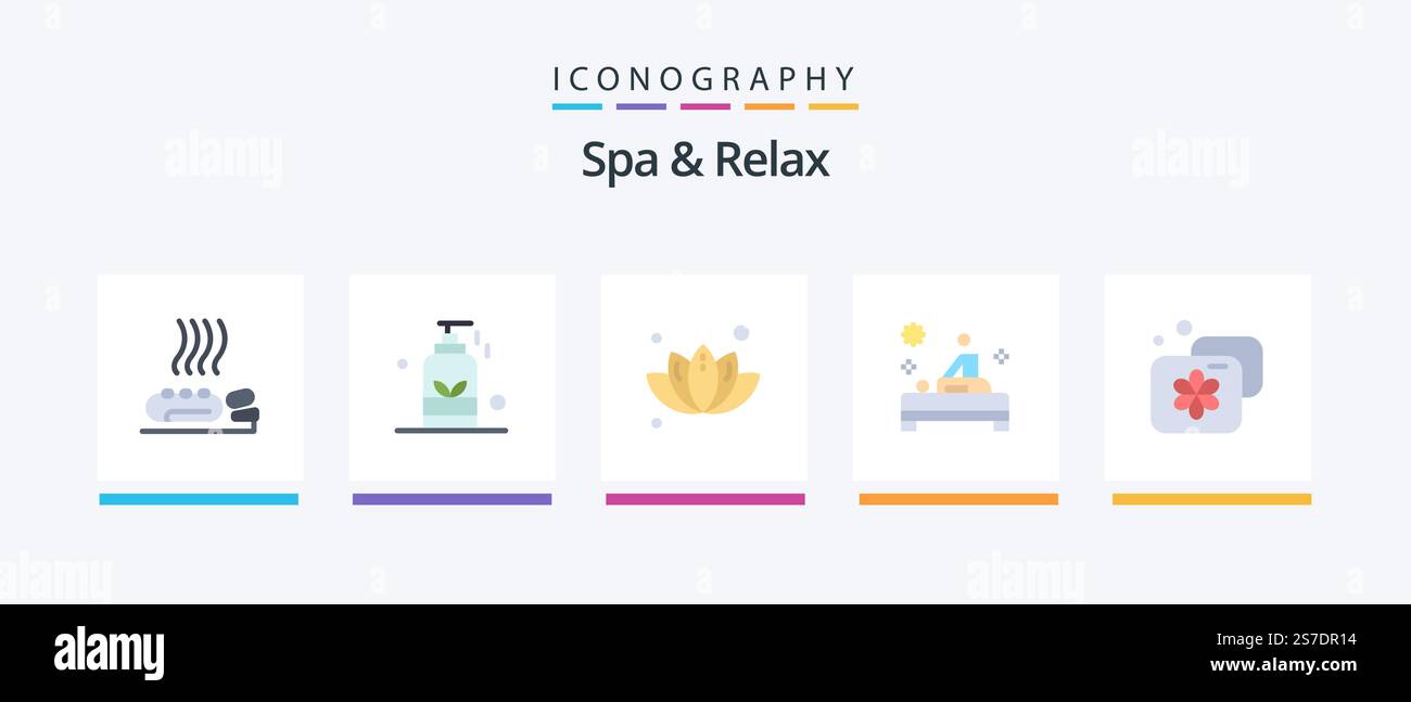 Spa And Relax Flat 5 Icon Pack Including therapy. spa. spa. massage ...