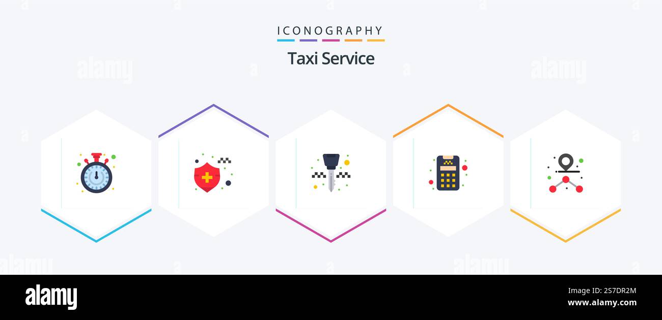 Taxi Service 25 Flat icon pack including . route. key chain. path ...