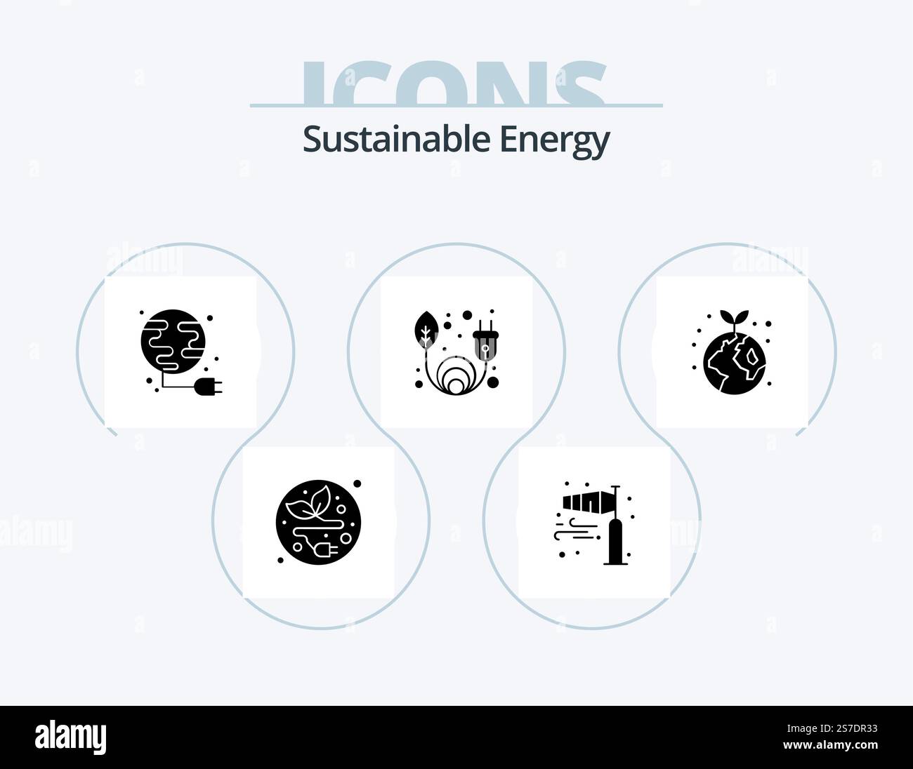 Sustainable Energy Glyph Icon Pack 5 Icon Design. global. earth. energy ...