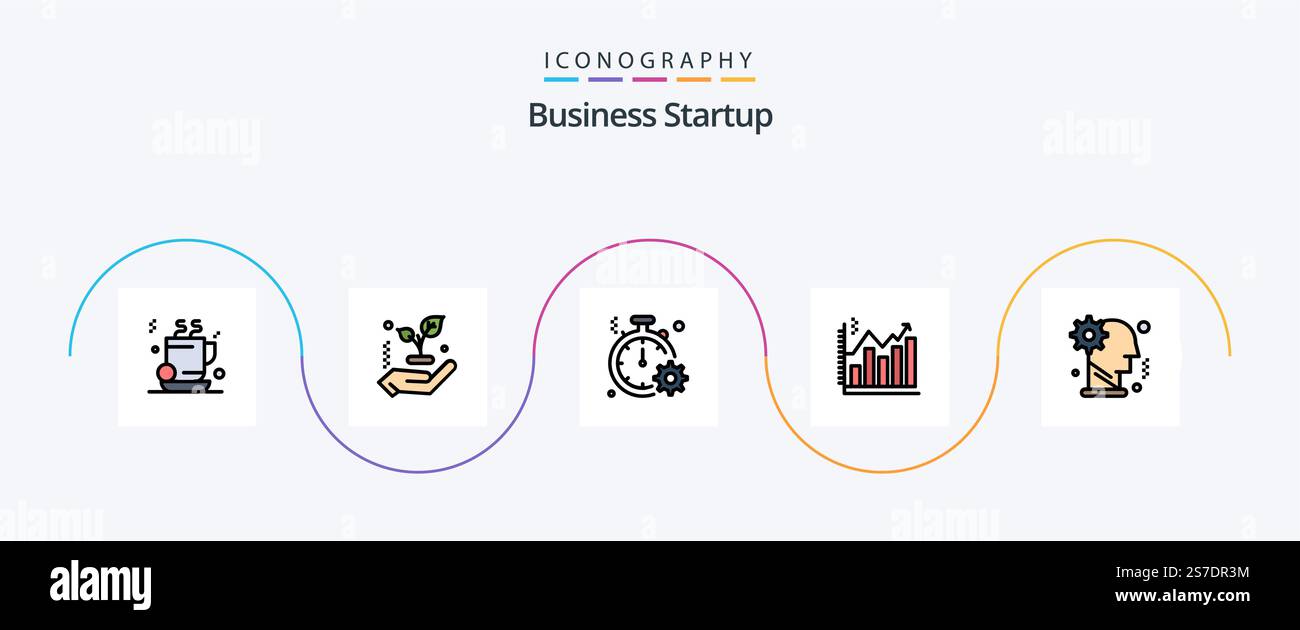 Business Startup Line Filled Flat 5 Icon Pack Including brain. chart ...