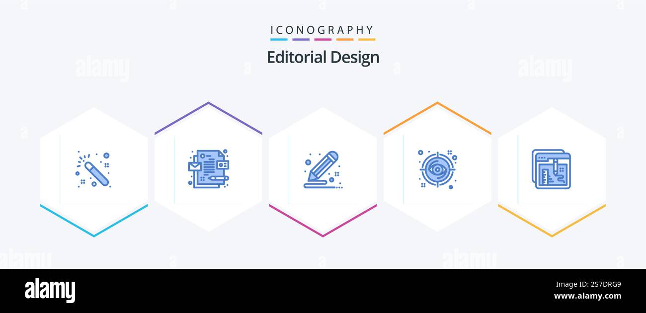 Editorial Design 25 Blue icon pack including creative. view. document ...