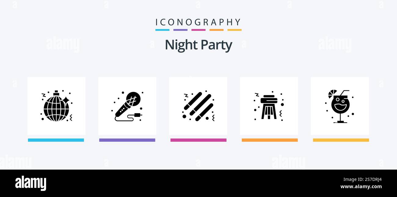 Night Party Glyph 5 Icon Pack Including party. party. night. night ...