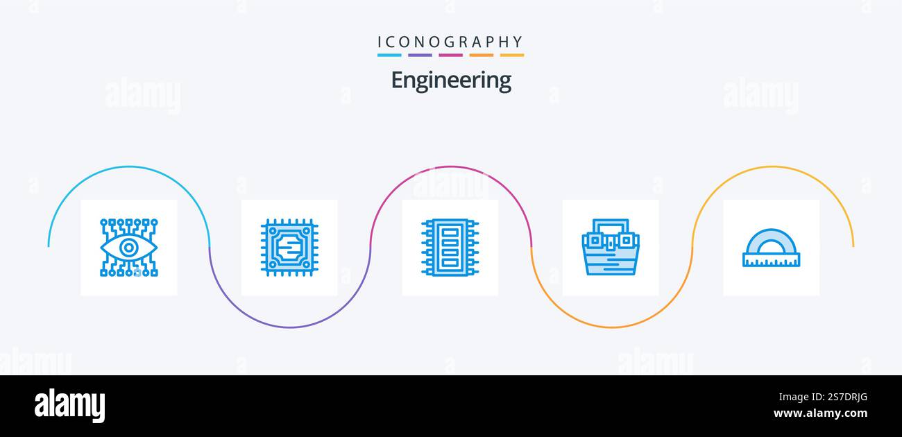Engineering Blue 5 Icon Pack Including construction. toolkit. chip. material. box Stock Vector ...