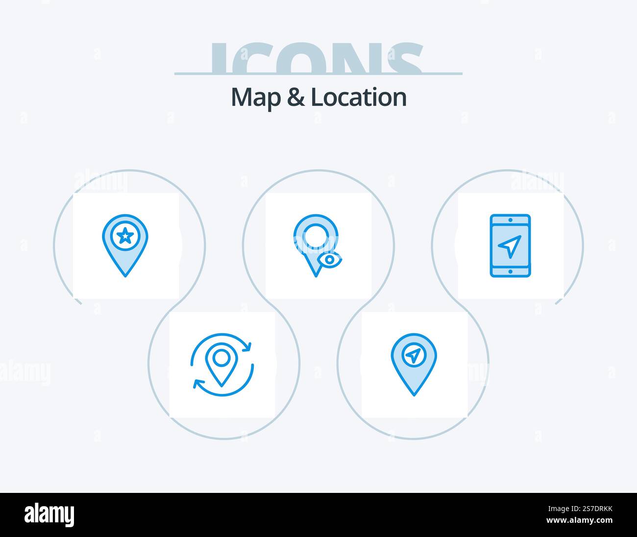 Map and Location Blue Icon Pack 5 Icon Design. mobile. map. star ...