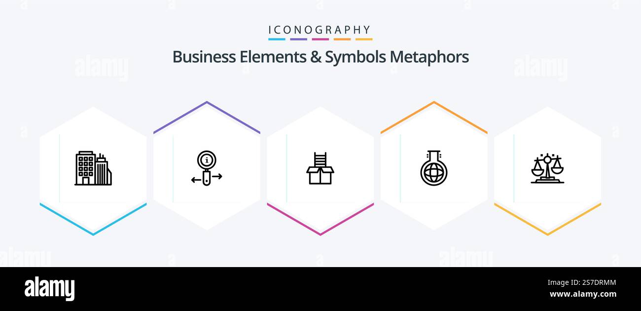Business Elements And Symbols Metaphors 25 Line icon pack including law ...