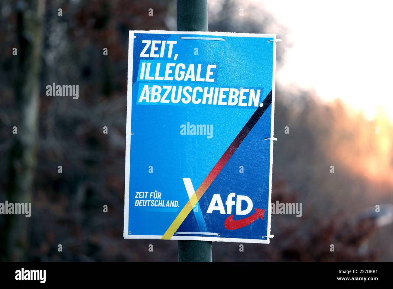 Ein Wahlplakat zur Bundestagswahl der AfD. ZEIT, ILLEGALE ABZUSCHIEBEN ...