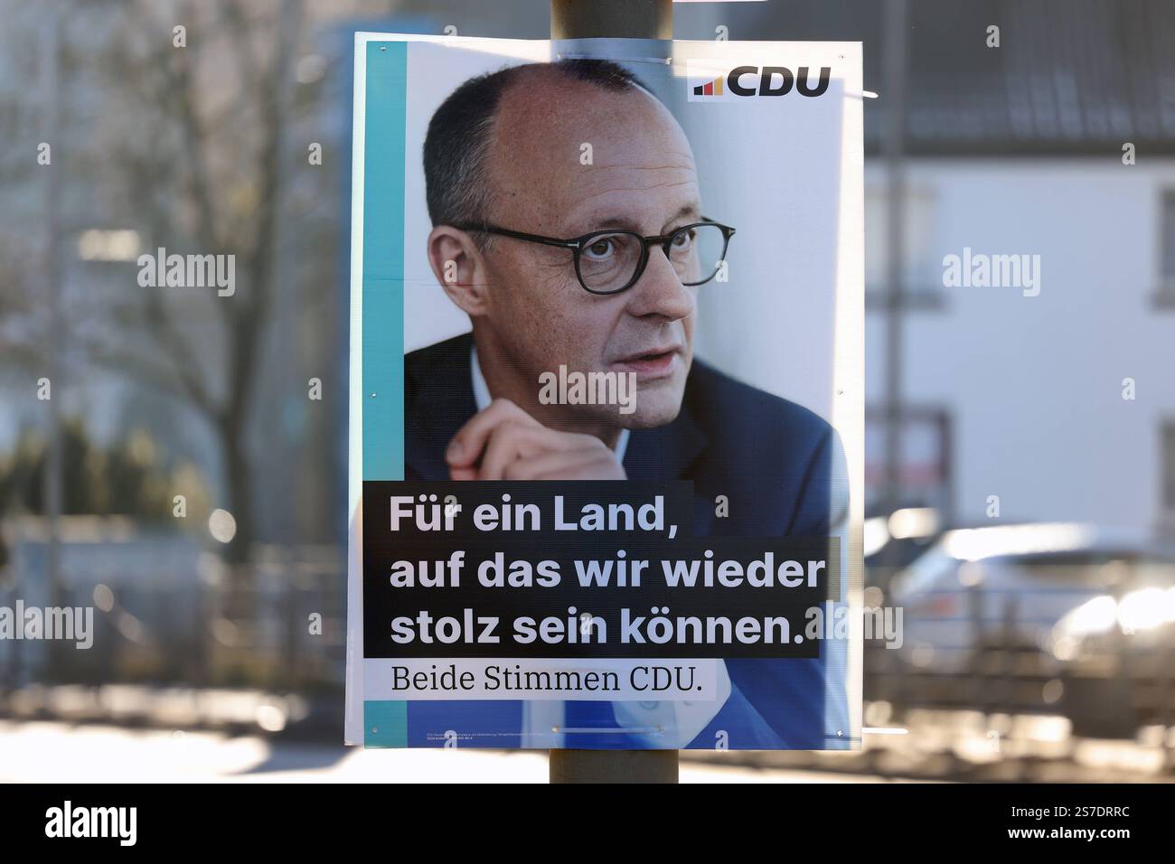 Ein Wahlplakat zur Bundestagswahl von der CDU mit Kanzlerkandidat ...