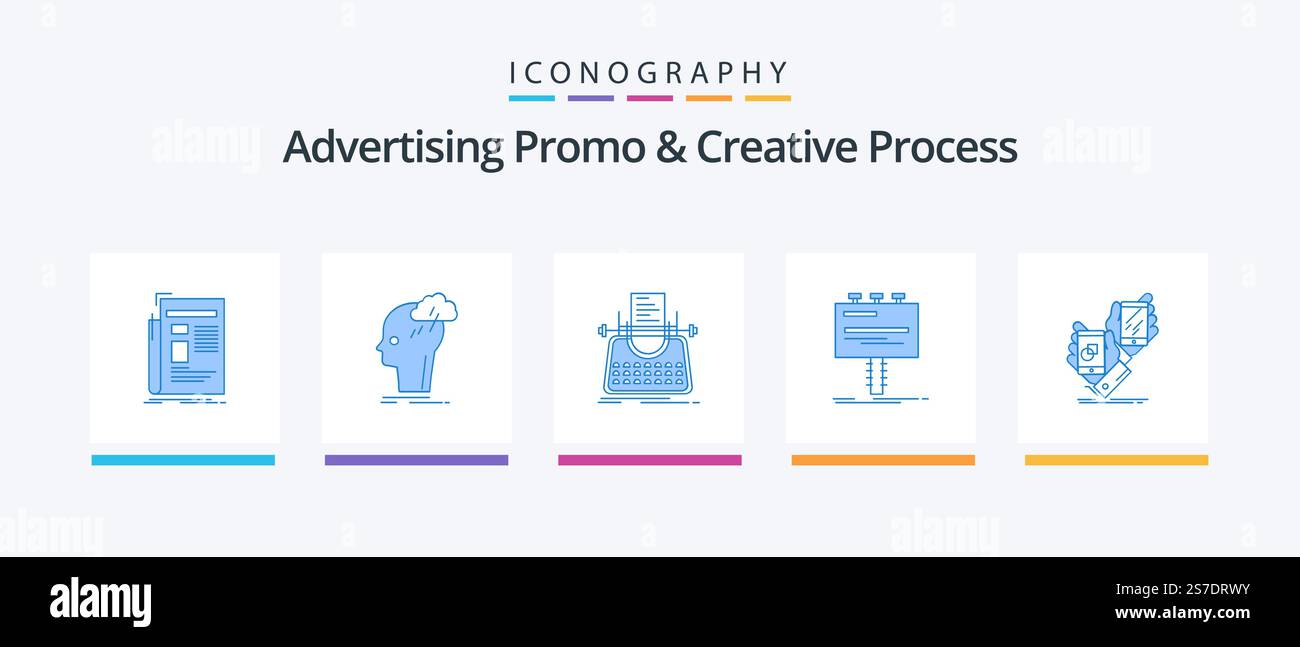 Advertising Promo And Creative Process Blue 5 Icon Pack Including ...