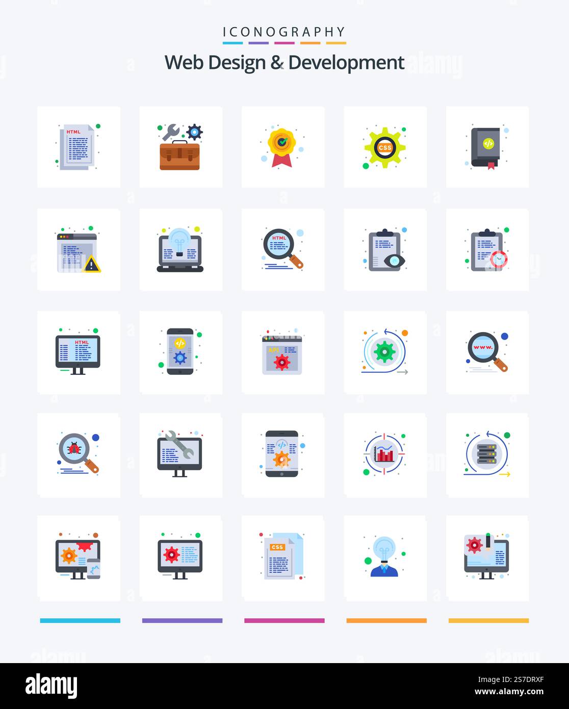 Creative Web Design And Development 25 Flat icon pack Such As bookmarks. css gear. settings. css ...