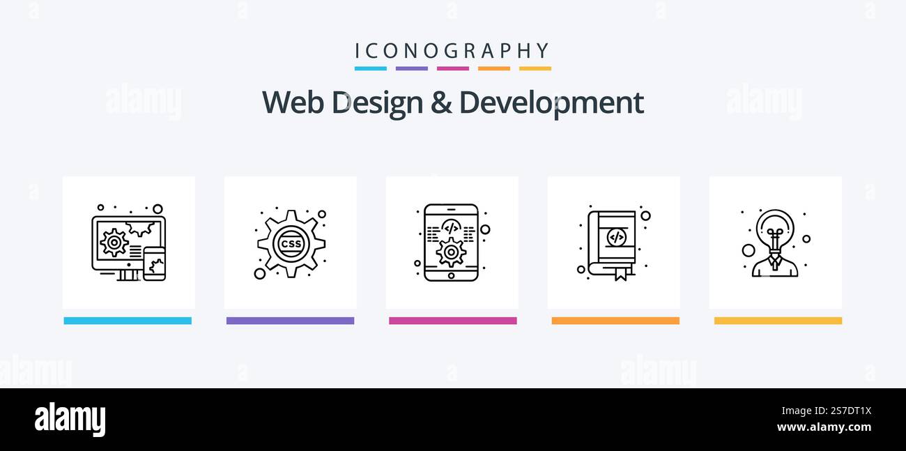 Web Design And Development Line 5 Icon Pack Including book. toolbox. seo. repair. mobile ...