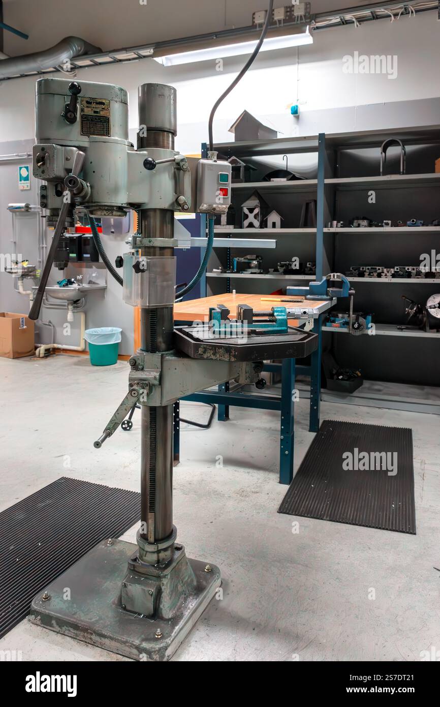 Uddevalla, Sweden - 01162025 An Industrial Drill Press in a ...