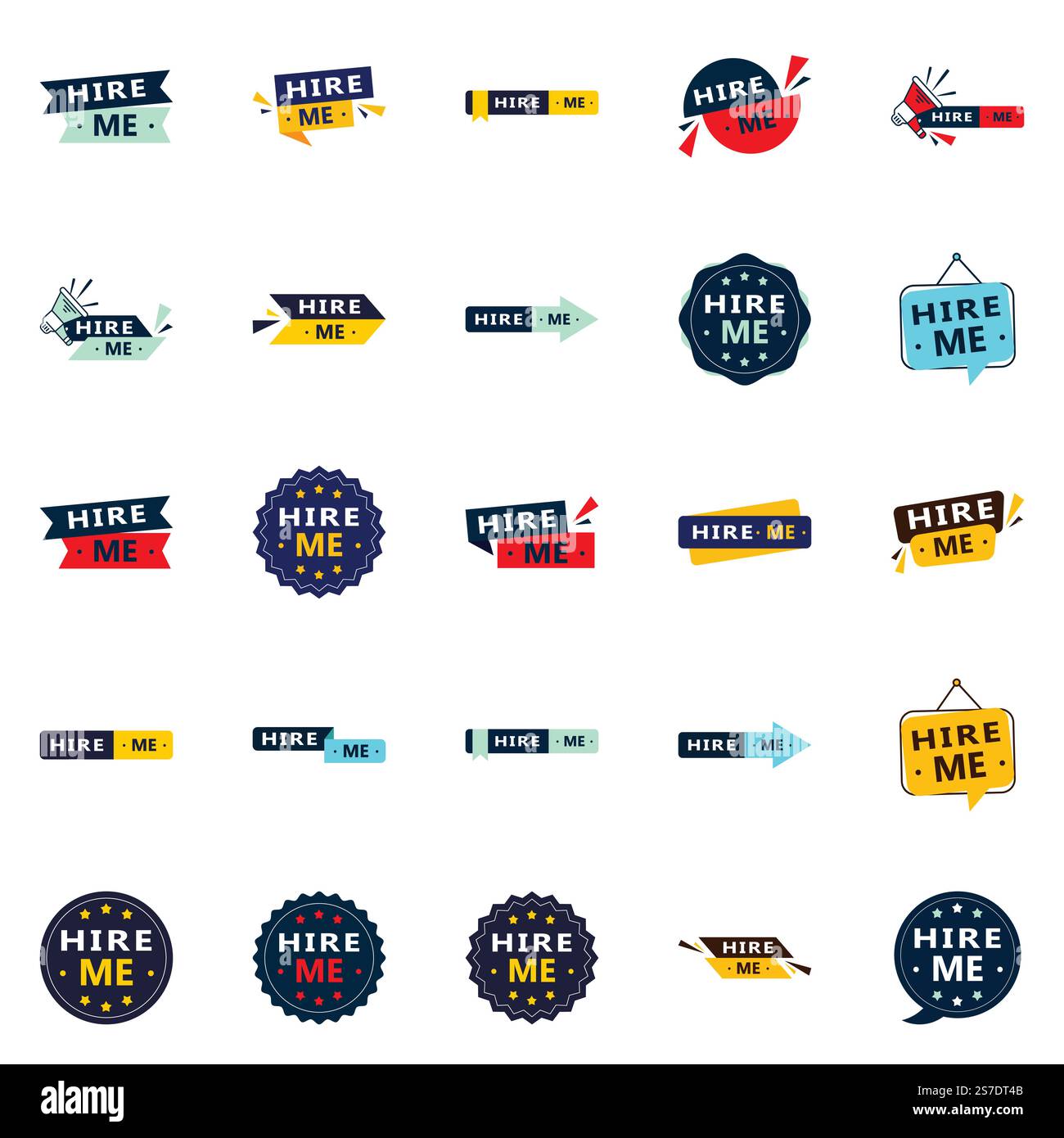 Make a Great First Impression with Our Pack of 25 Hire Me Banners Stock ...