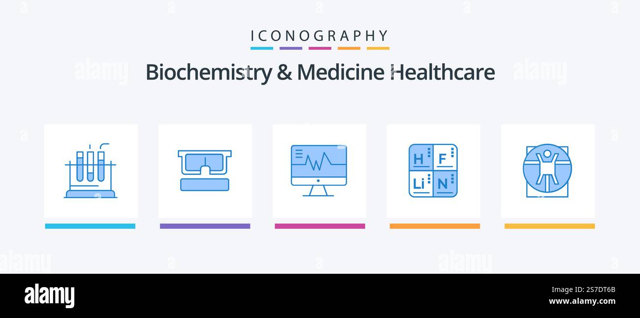 Biochemistry And Medicine Healthcare Blue 5 Icon Pack Including man ...