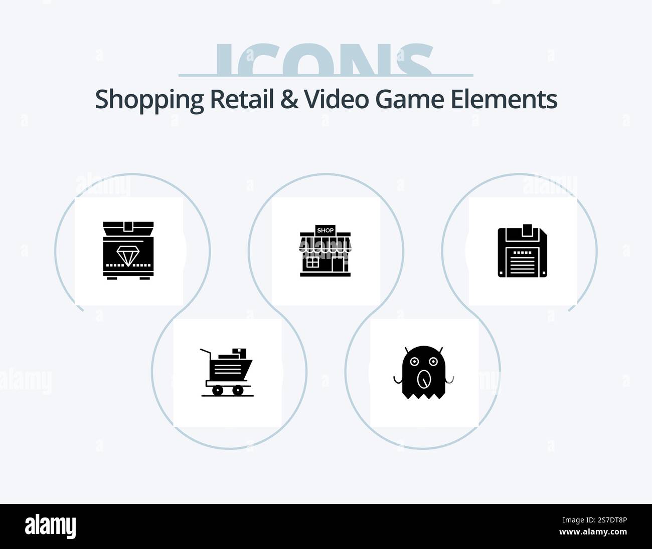 Shoping Retail And Video Game Elements Glyph Icon Pack 5 Icon Design ...