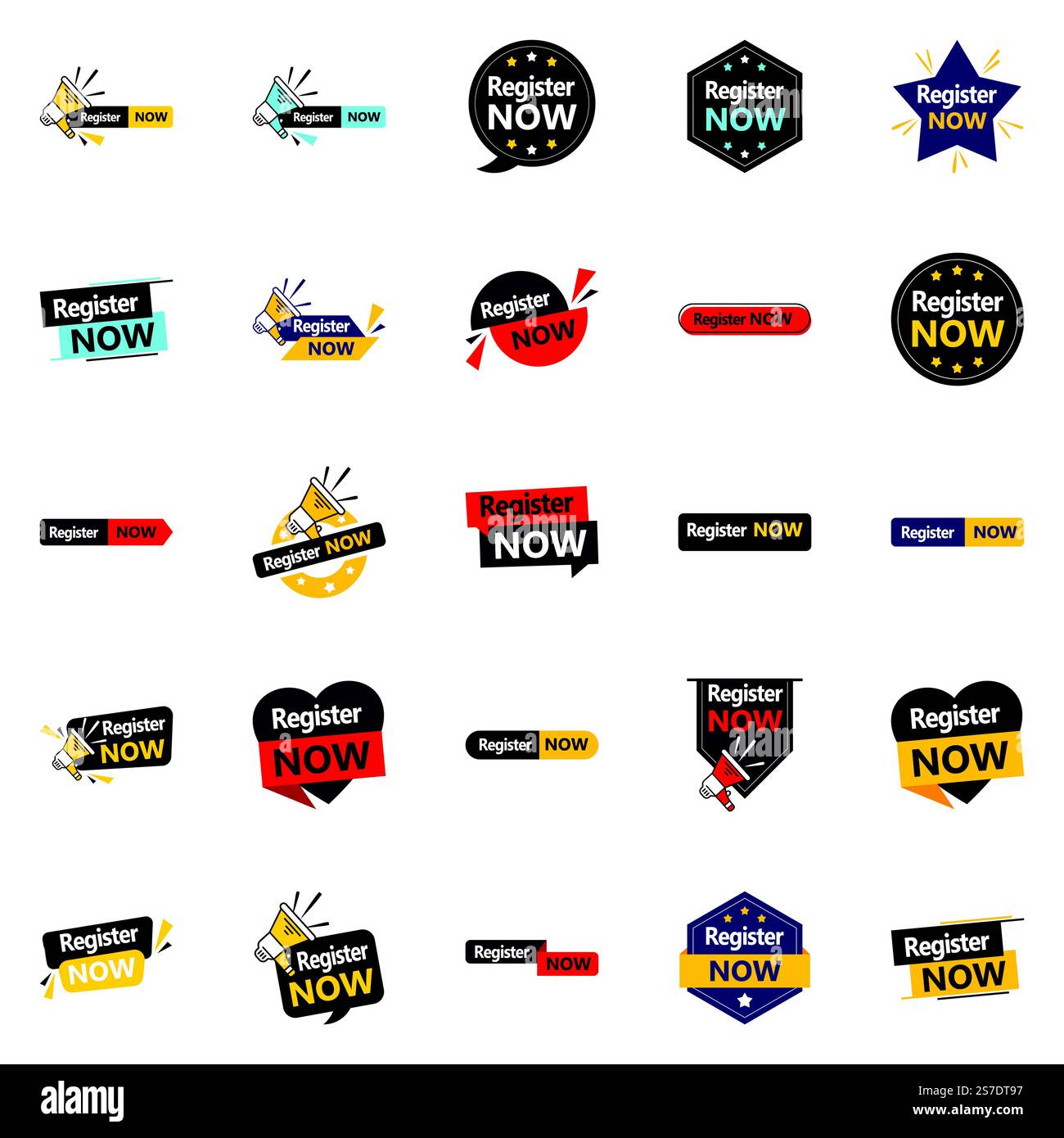 25 Unique Typographic Elements for Register Now Stock Vector Image ...